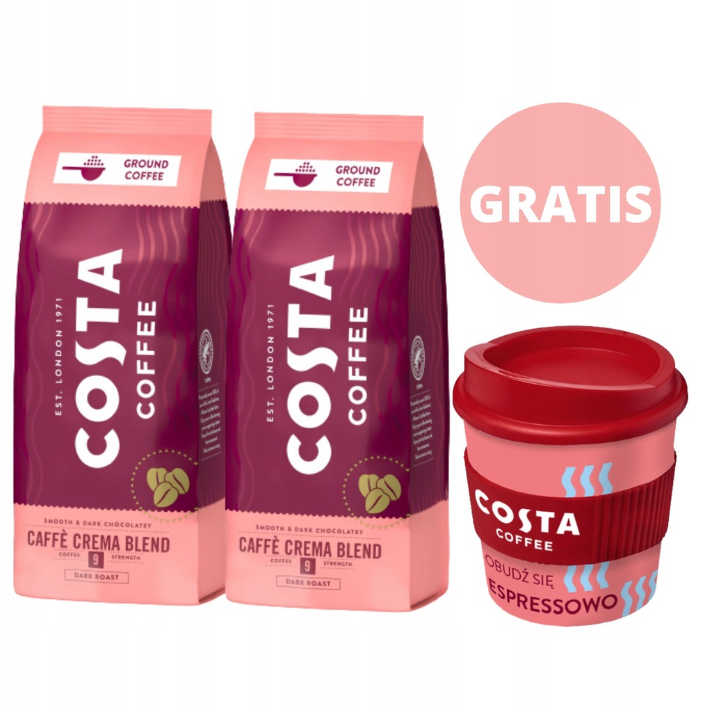 Costa Kawa Caffe Crema Blend Dark Mielona 2x500g - 12451027308 ...
