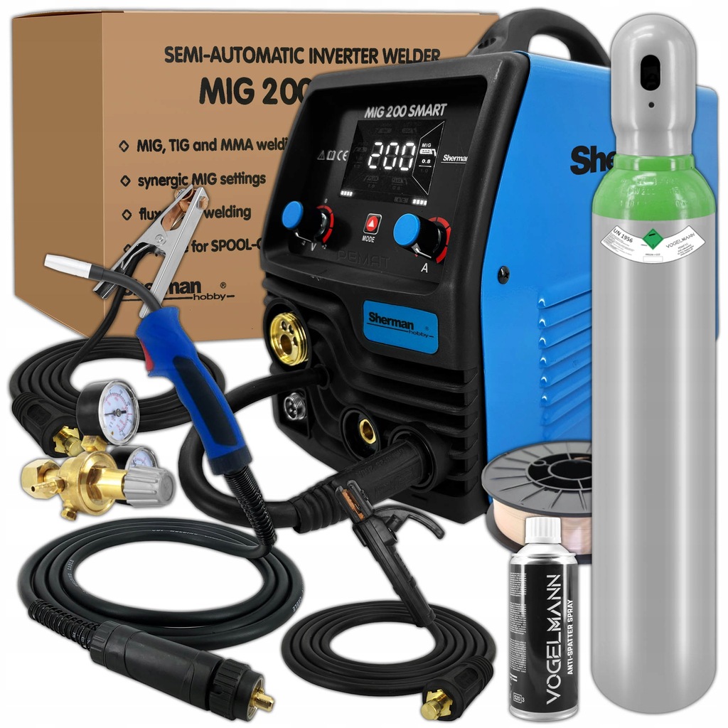 Sherman Zestaw Spawarka synergiczna MIG 200 SMART MIG/MAG MMA TIG LIFT - 14890156540 - oficjalne ...