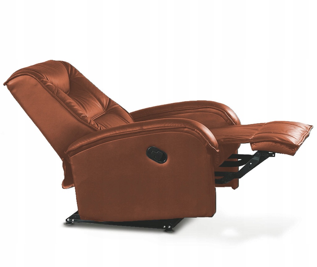 Fotel Rozkładany Wypoczynkowy Skórzany JEFF Brąz - 12189580824 ...