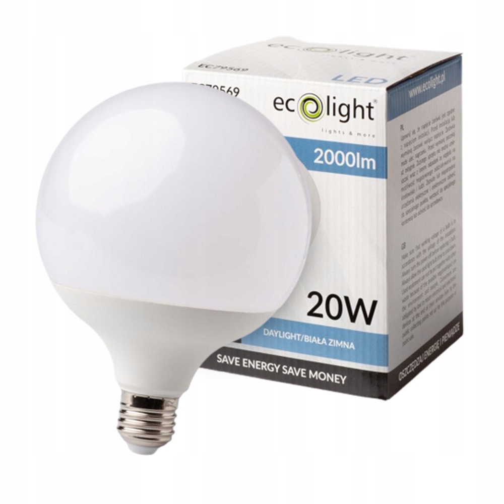 ŻARÓWKA LED E27 DUŻY GWINT 20W ZIMNA KULA - 13469792674 - oficjalne archiwum Allegro