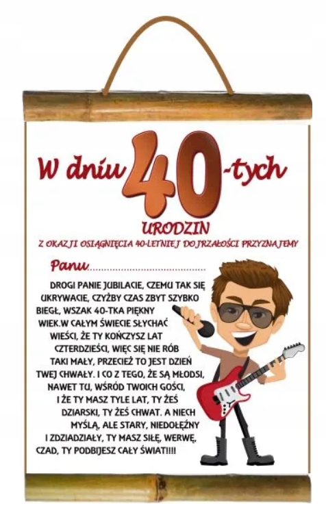 Dyplom dla 40-LATKA upominek prezent 40 urodziny - 14343515153 - oficjalne archiwum Allegro