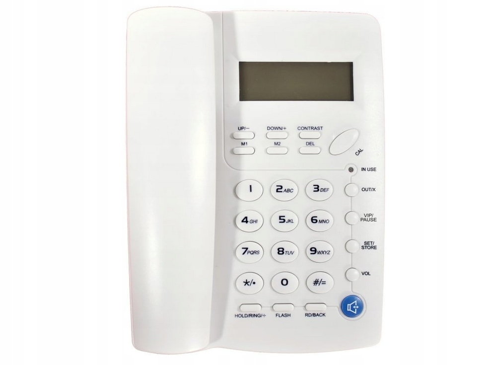 Telefon Stacjonarny Biały Przewodowy Wyświetlacz dla Seniora Y043 ...