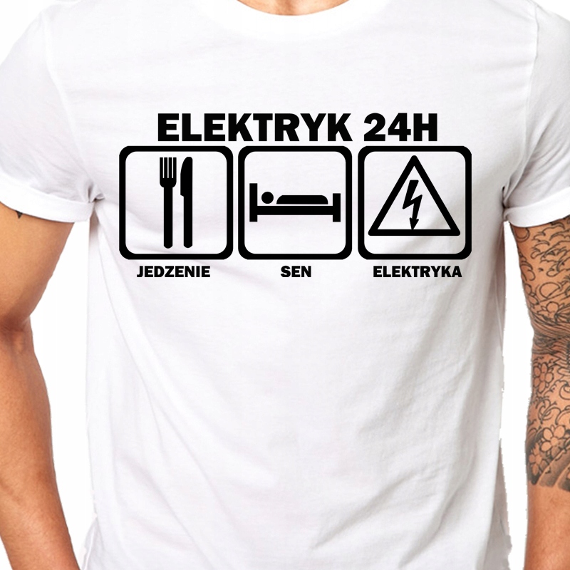 Koszulka Elektryka śmieszny prezent na urodziny - 9187046041 - oficjalne archiwum Allegro