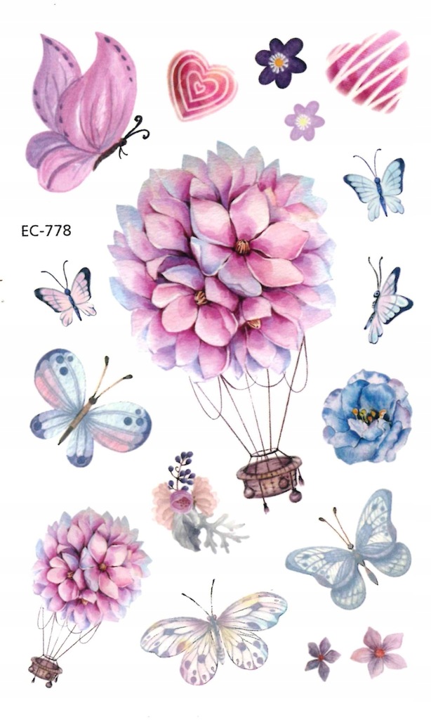 Tatuaże zmywalne dla dzieci MOTYLE EC778 - 13157695555 - oficjalne ...