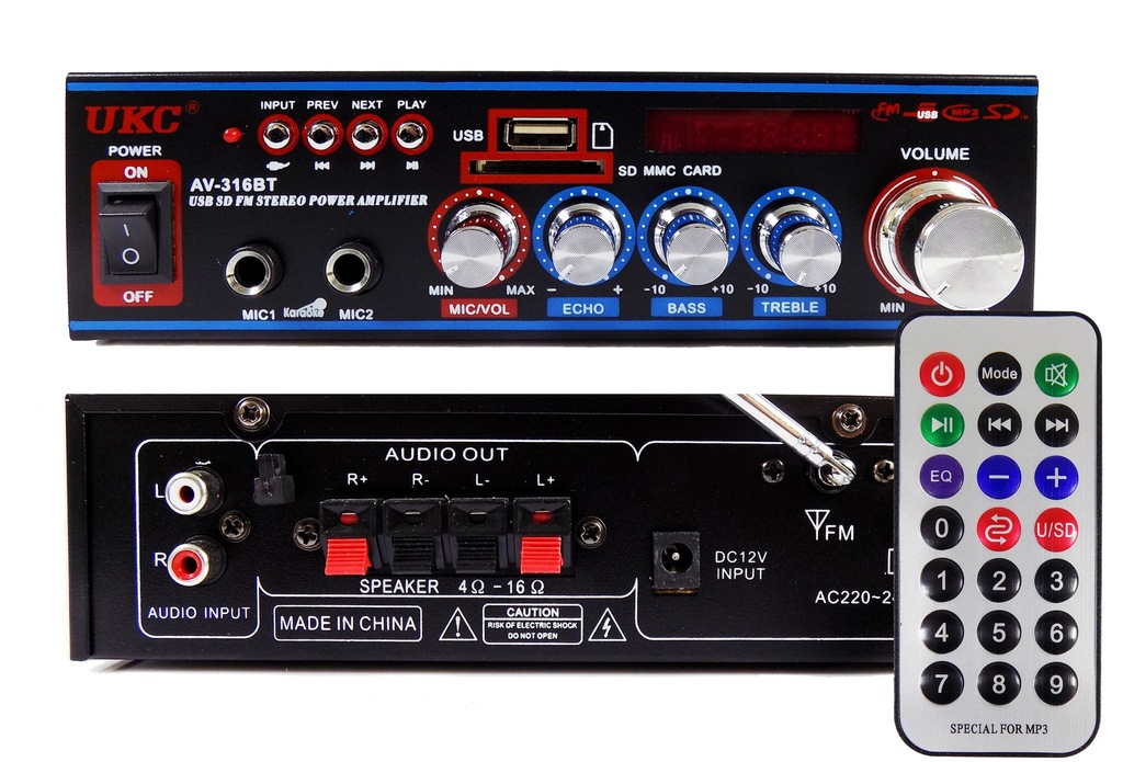 AMPLITUNER WZMACNIACZ STEREO BLUETOOTH RADIO MP3 - 8520678880 - oficjalne archiwum Allegro