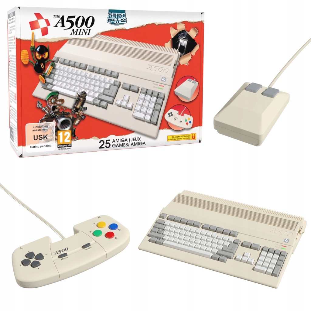 NOWA KONSOLA RETRO AMIGA THE A500 MINI 25 GIER PAD MYSZKA - SUPER ...