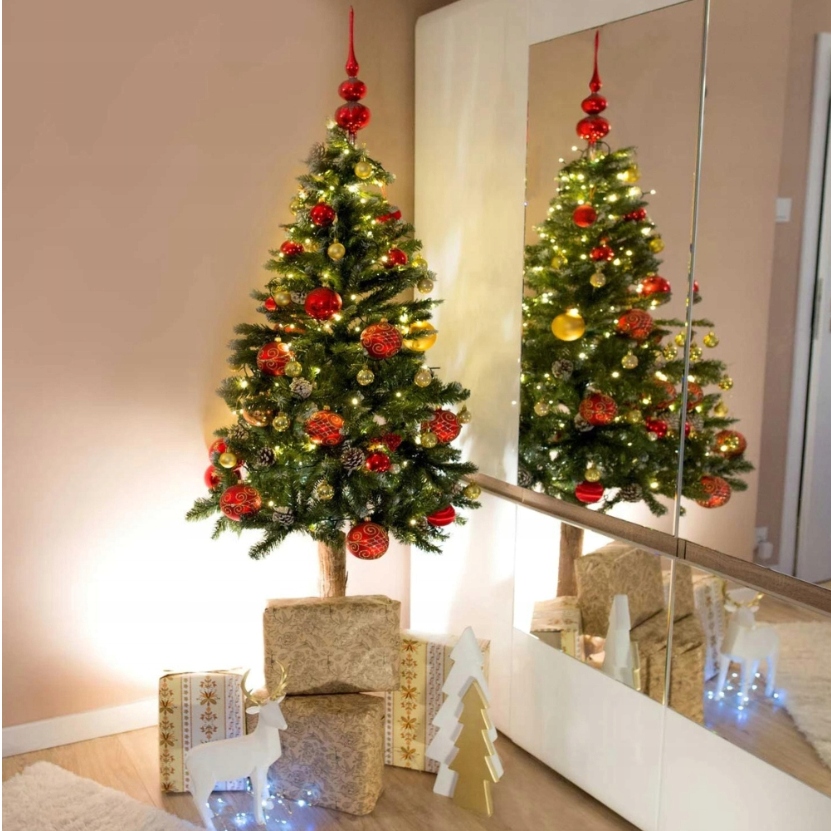 MAŁA DOMOWA CHOINKA SZTUCZNA JAK ŻYWA NA PNIU 100 CM PREMIUM ŚWIĘTA ...