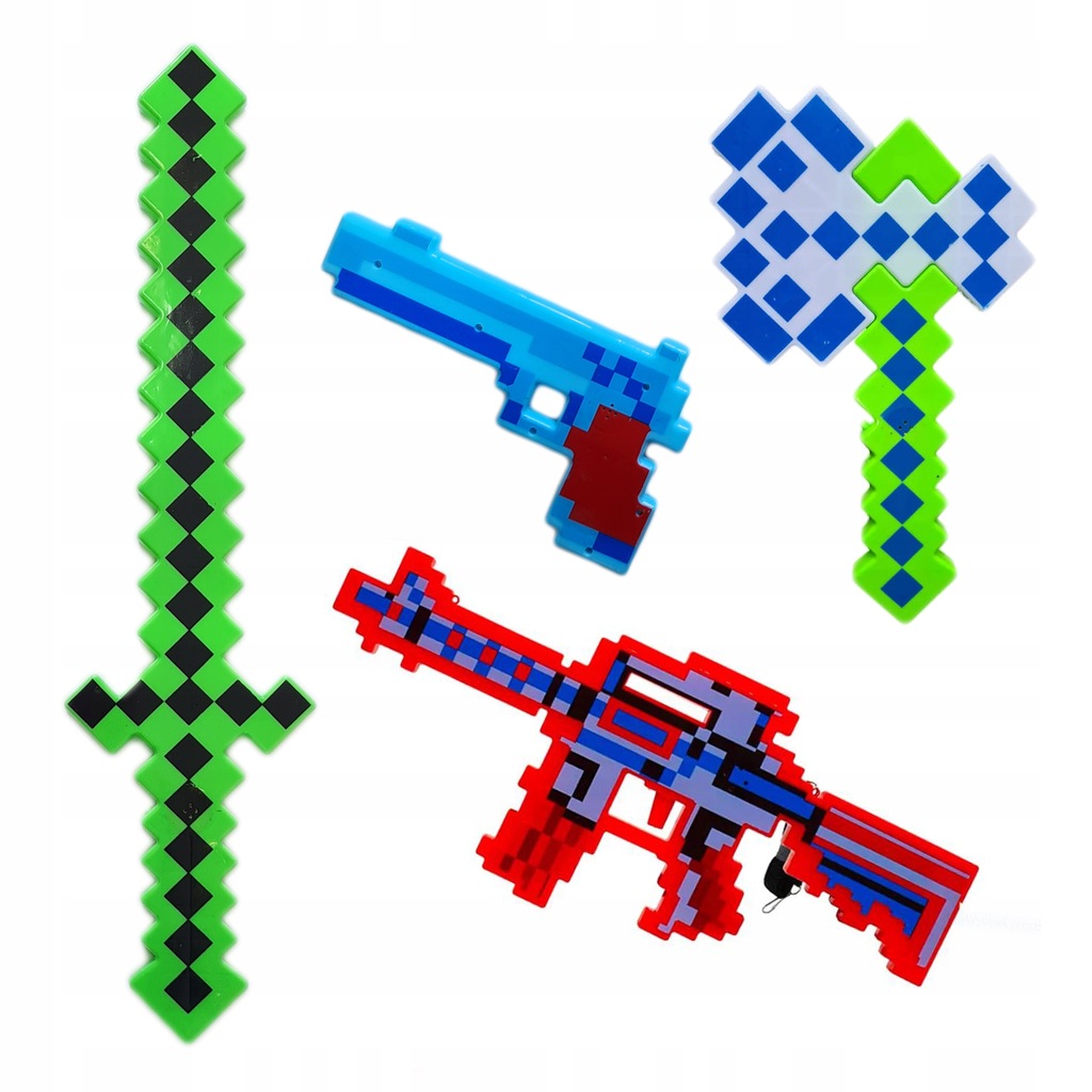 MINECRAFT MIECZ PISTOLET KARABIN TOPÓR DŹWIĘK LED - 13619588284 ...