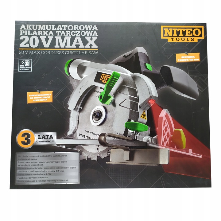 AKUMULATOROWA PILARKA TARCZOWA 20V NITEO TOOLS - 10959064753 - oficjalne archiwum Allegro
