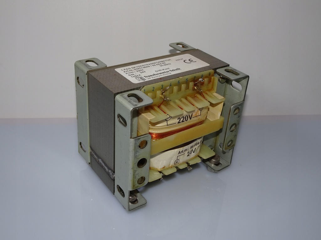 TRANSFORMATOR 1F 220V / 24V 50/60Hz 125VA ED=100% - 13515793172 - oficjalne archiwum Allegro