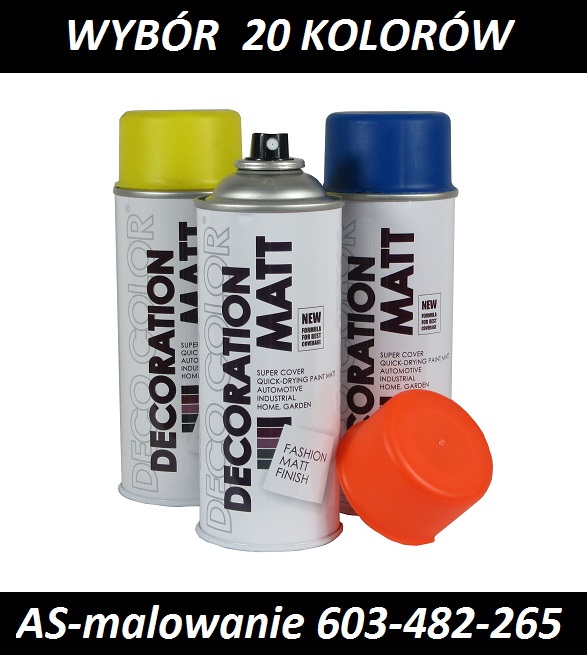 Farba lakier spray w spreju 400ml 20kolorów MATOWY - 5717489747 ...