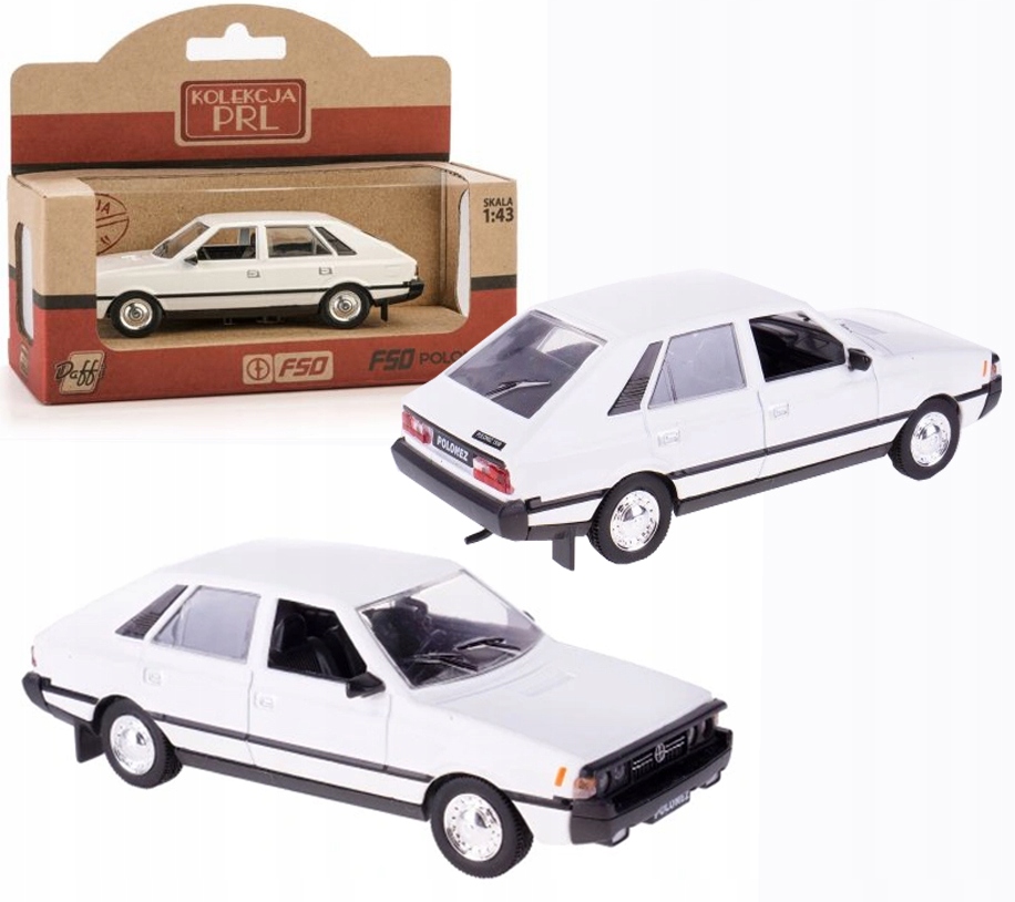 Samochód PRL FSO Polonez biały Daffi 1:43 metalowy kolekcjonerski ...
