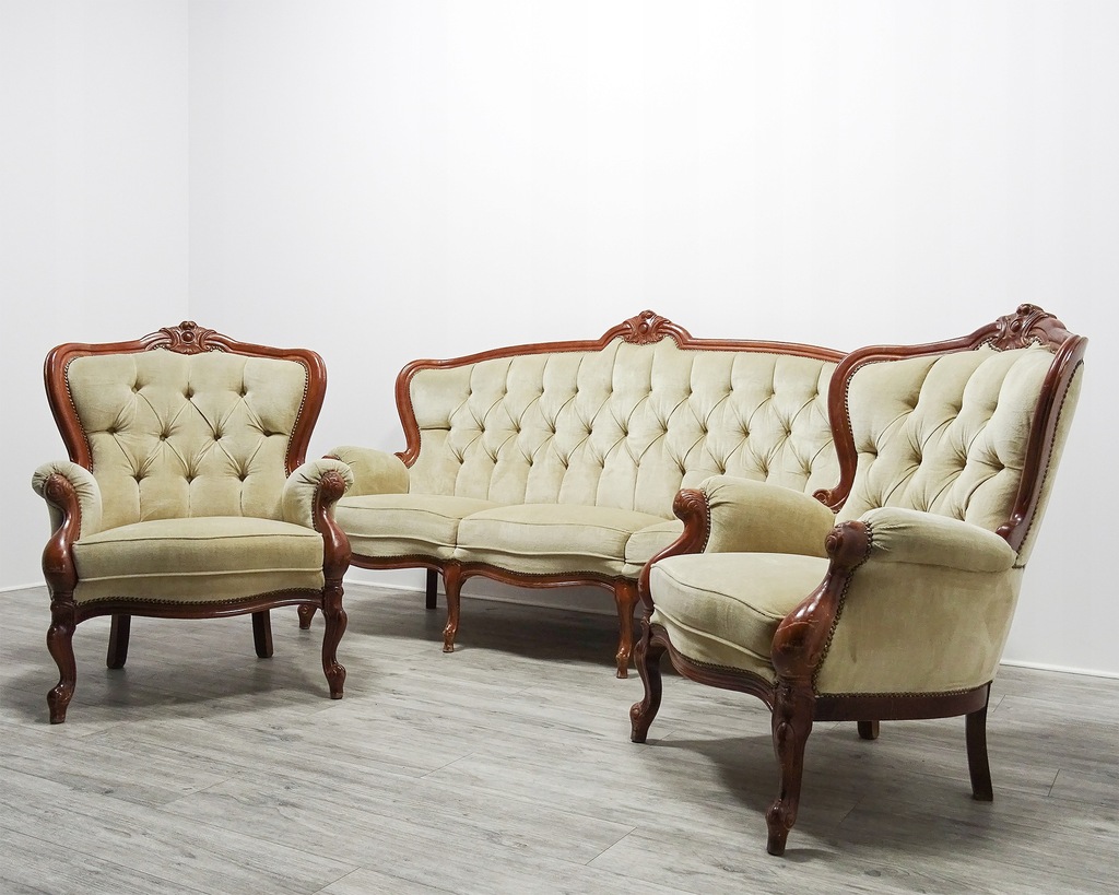 Komplet Mebli do salonu LUDWIK Meble Bukowe Beżowe - 12531173212 ...