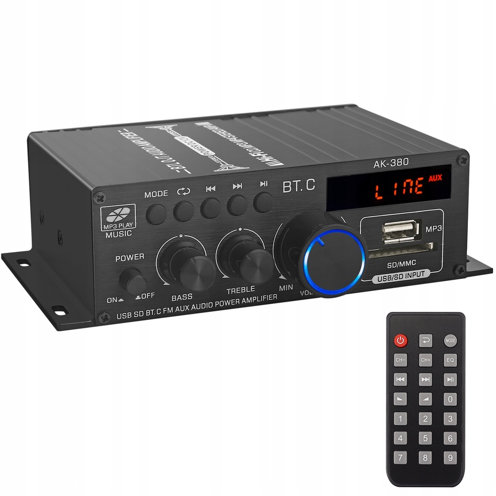 CYFROWY WZMACNIACZ MOCY DŹWIĘKU STEREO BT 5.0 800W - 12837400255 - oficjalne archiwum Allegro