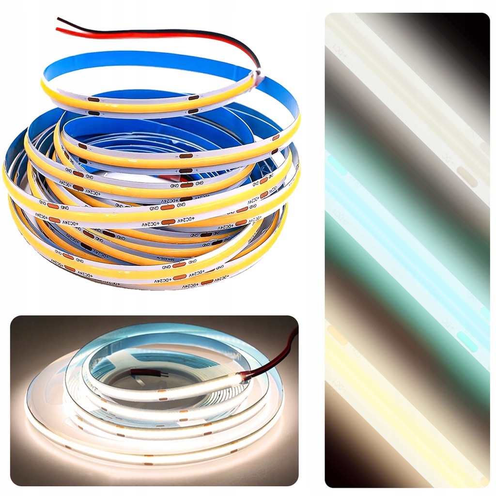 Taśma LED NEON COB 12V 12W/m 8mm BIAŁA 3 barwy 1M - 13105976972 ...