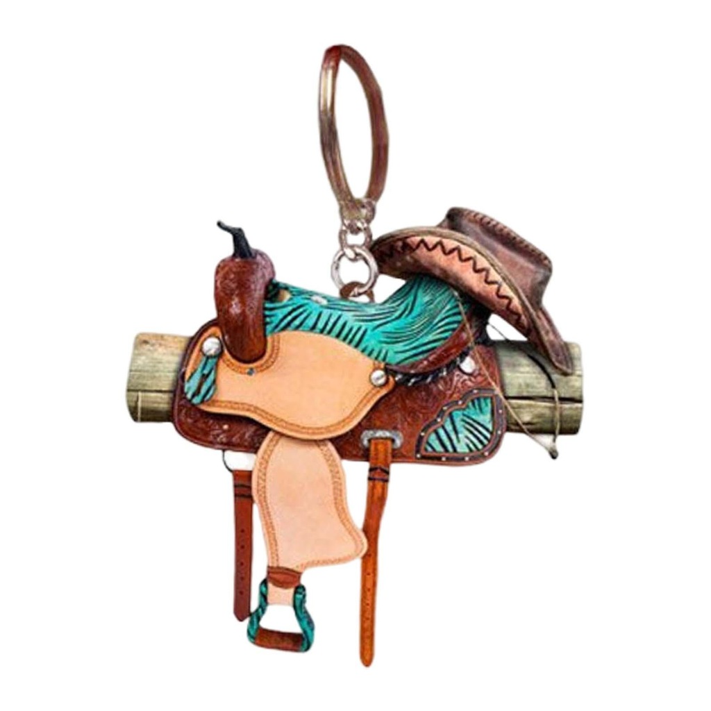 Cowboy Unique Saddle Car Ornament Horse Saddle Keychain for Bag Style D ...