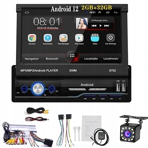 RADIO SAMOCHODOWE 1DIN 7'' BT WYSUWANY EKRAN DOTYK - 14367734489 - oficjalne archiwum Allegro