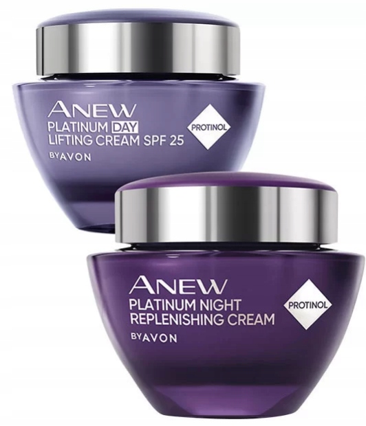 AVON ANEW PLATINUM ZESTAW KREM DZIEŃ I NOC PROTINOL UNIKAT WERSJA ...