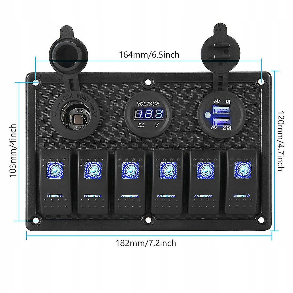 6 Gang Led 12v Rocker Switch Panel On-off Toggle - 12788187539 ...