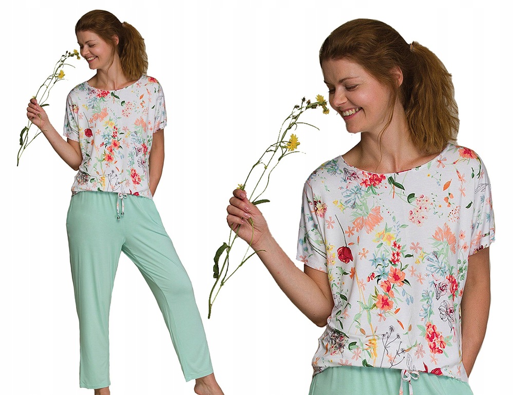 Key PIŻAMA DAMSKA Z BLUZKĄ W KWIATY LNS 906 - 10561637942 - oficjalne ...