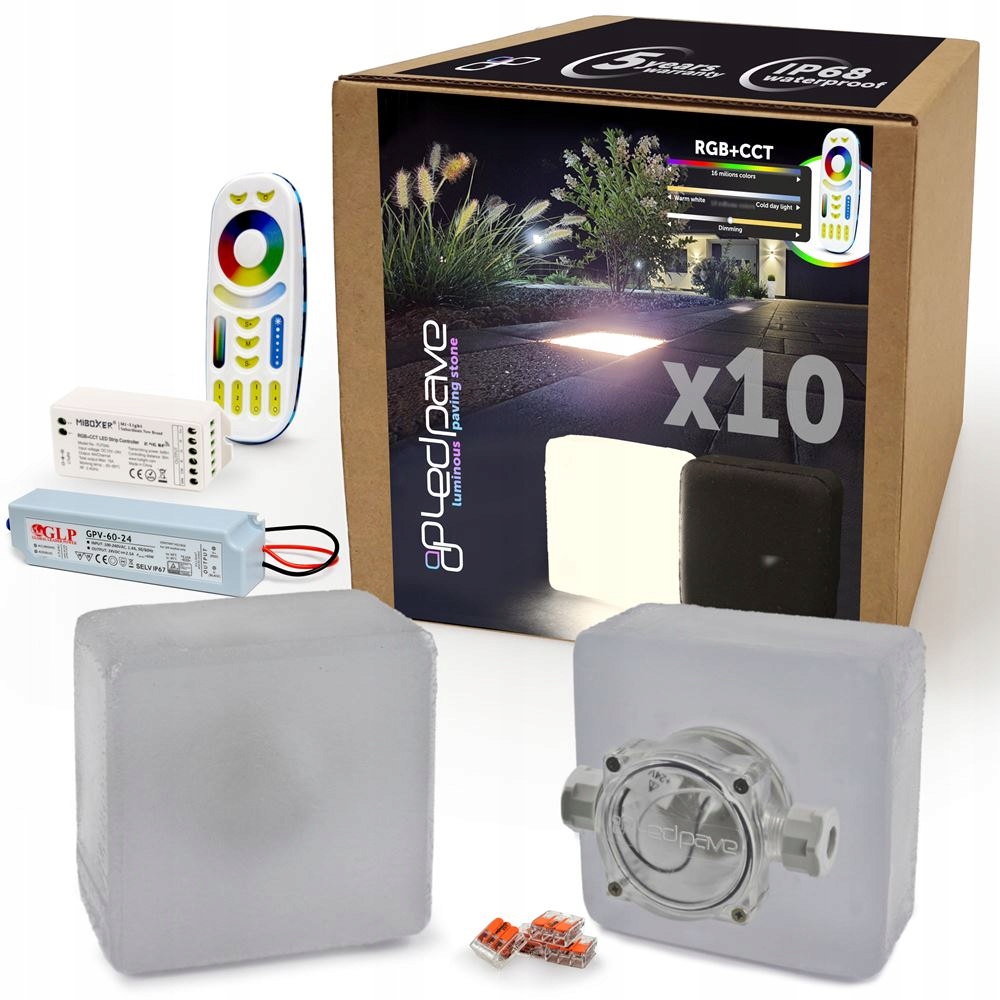 10x Świecąca Kostka Brukowa LedPave 12x12 RGB+CCT - 10485865976 ...