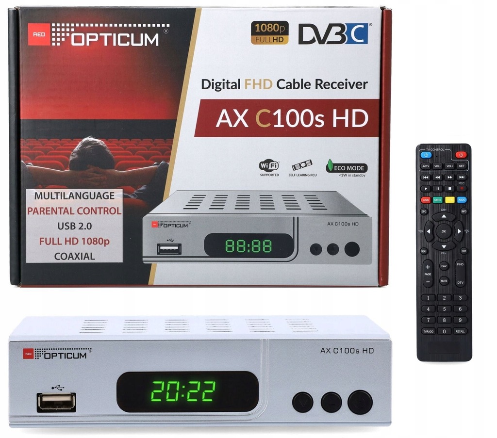 Dekoder Opticum TV Cyfrowej Kablowej Tuner DVB-C Cyfrowy MPEG4 HD Kablówki - 10236354986 ...