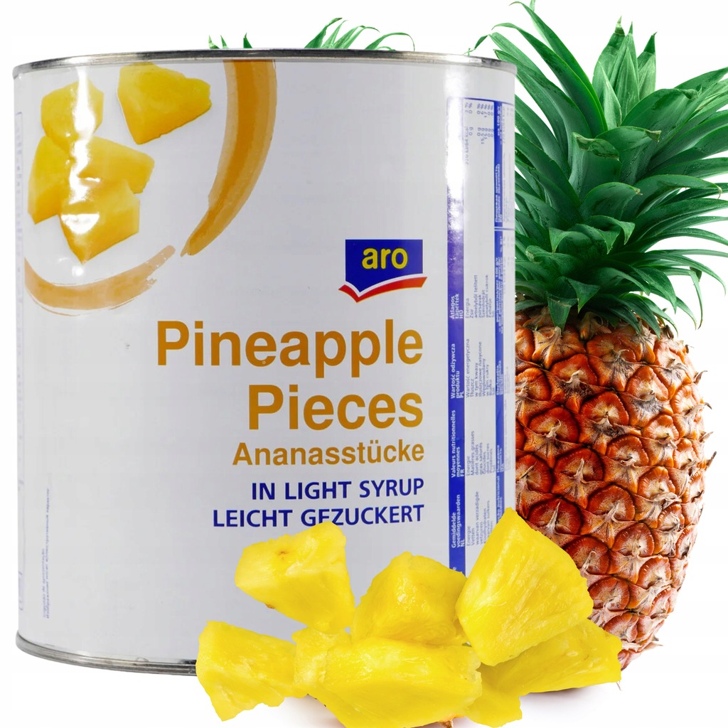 ANANAS Duża PUSZKA Kawałki Kostka w lekkim syropie ARO Metro 3000g 3kg - 16894615057 - oficjalne ...