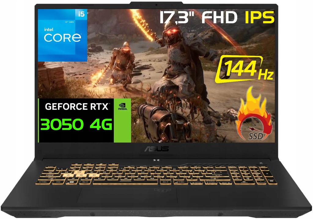 Gaming Asus TUF F17 FX707 17,3' i5-12500H DDR4 32GB SSD 1000GB RTX 3050 ...