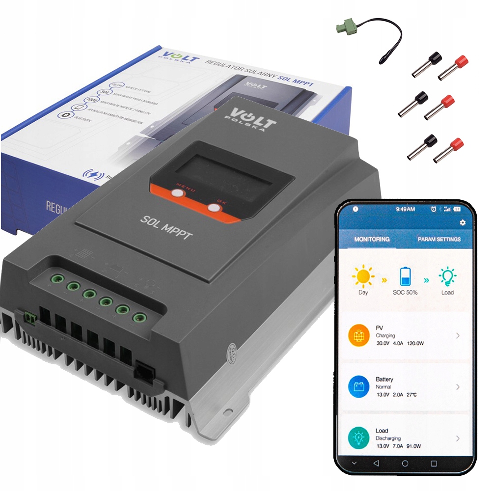 REGULATOR SOLARNY ŁADOWANIA MPPT 12V 24V 40A BT - 13863484550 - oficjalne archiwum Allegro
