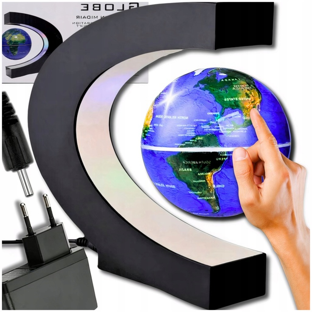 GLOBUS LEWITUJĄCY PODŚWIETLANY LAMPA LED MAPA INTERAKTYWNY LAMPKA ...