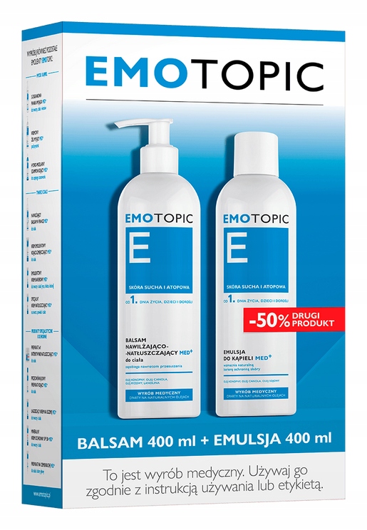 EMOTOPIC ZESTAW MED+ BALSAM 400 ml + EMULSJA 400 ml - 14449883912 ...