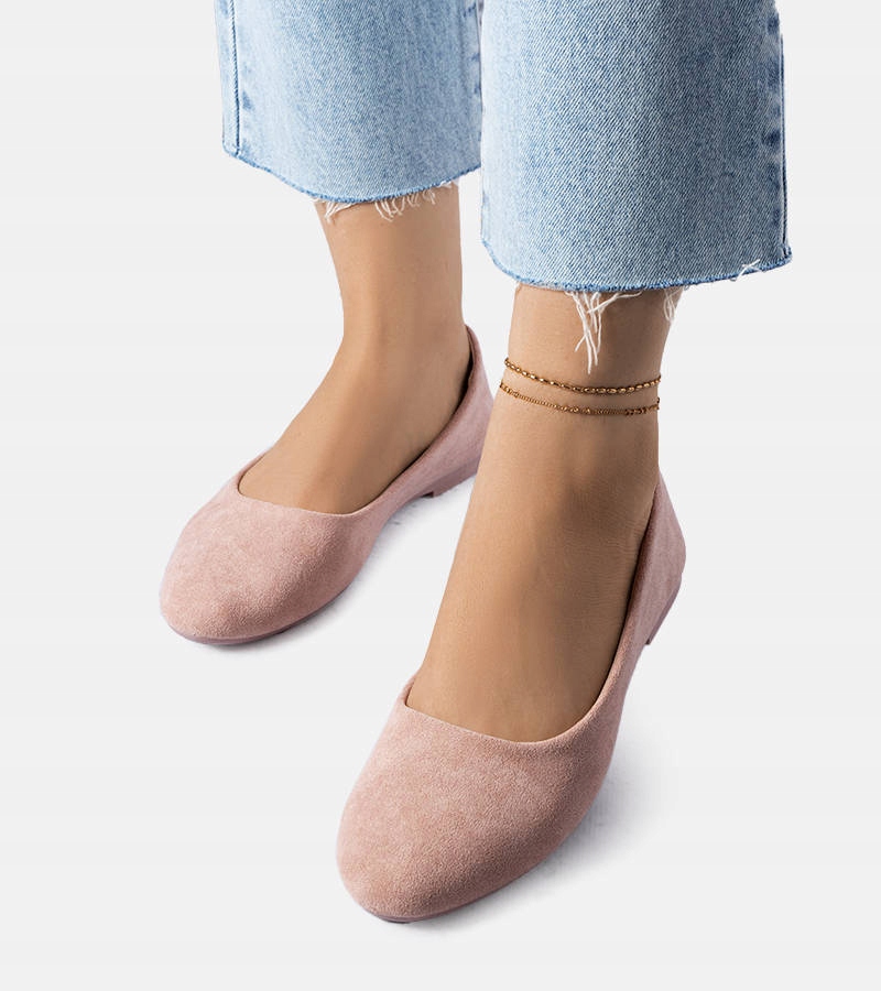 Baleriny damskie różowe ze skórzana wkładką 20569 rozmiar 40 ...