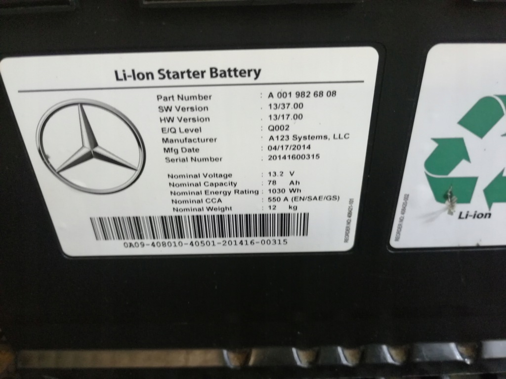 AKUMULATOR MERCEDES A0019826808 - 8197763669 - oficjalne archiwum Allegro