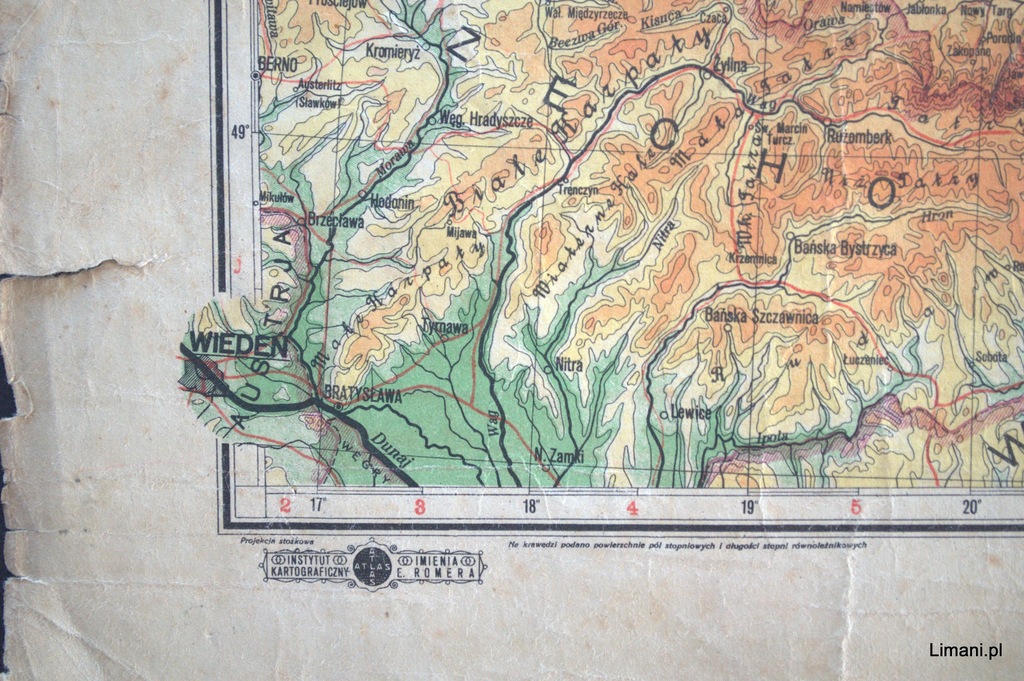 POLSKA II RP MAPA FIZYCZNA 1932 ROMER SZUMAŃSKI - 12473952603 ...