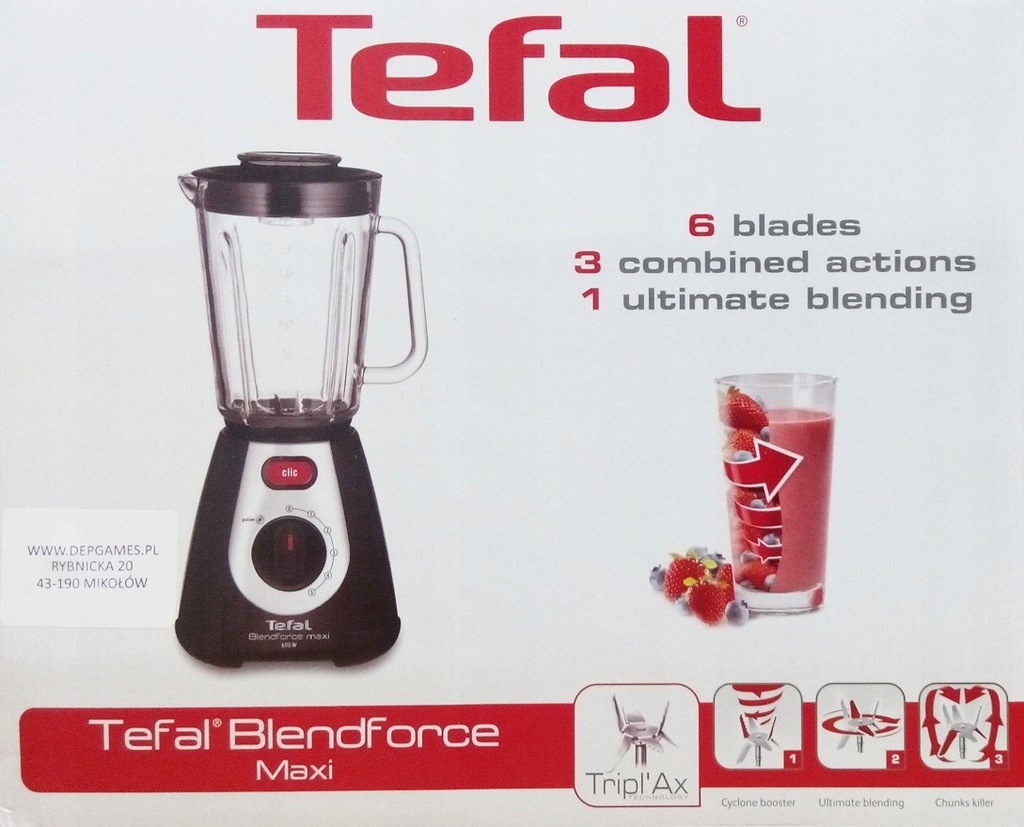 TEFAL BL2338 BLENDFORCE MAXI BLENDER 2L 600W FV - 7549756290 - oficjalne archiwum Allegro