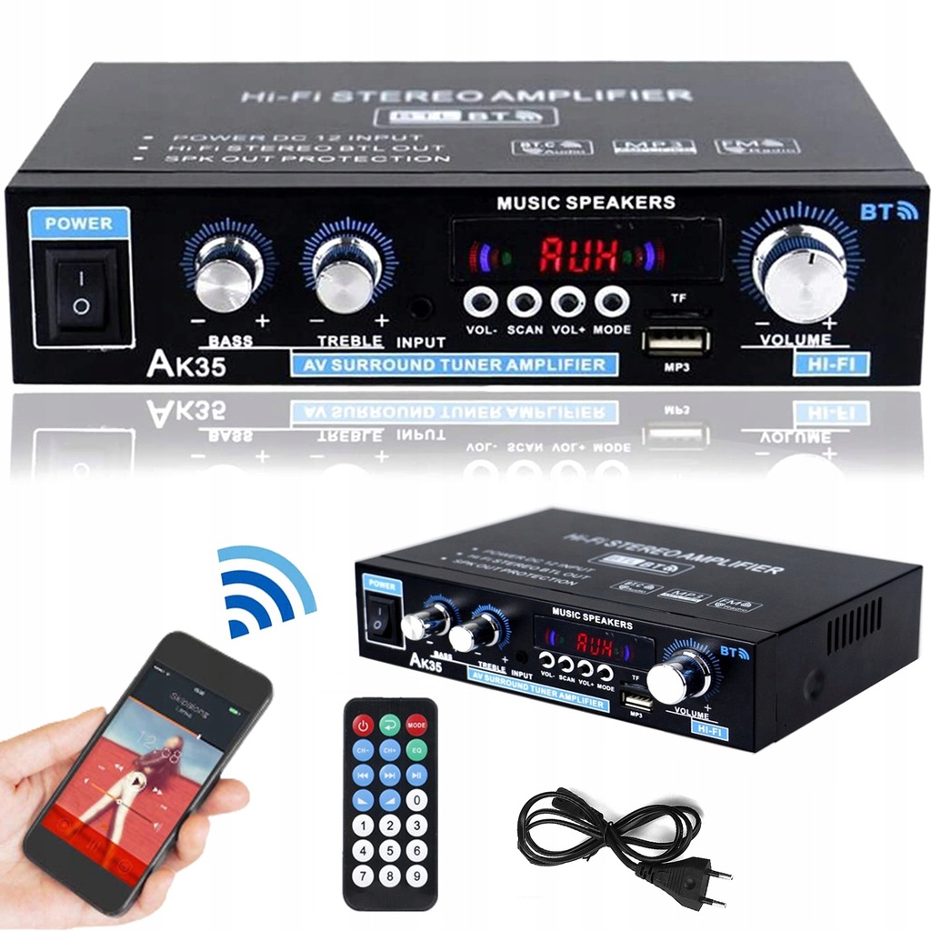 AMPLIFIKATOR WZMACNIACZ STEREO AK35 HIFI Z PILOTEM N29 - 14736216303 ...