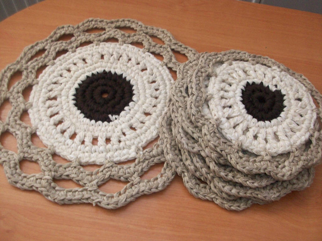 SERWETKI szydełkowe komplet rękodzieło cacko 1+3 - 12040794339 ...