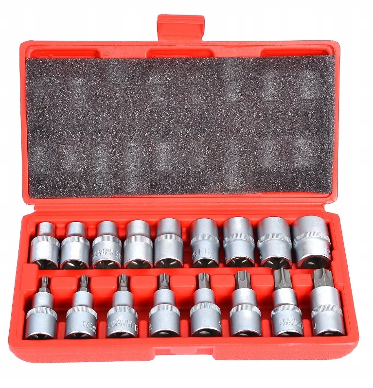 KLUCZE NASADOWE TORX NASADKI I BITY 17SZT 1/2'' - 6743756255 - oficjalne archiwum Allegro