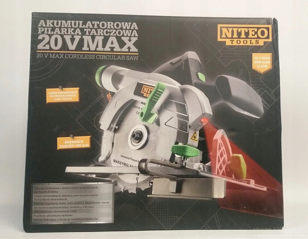 PILARKA TARCZOWA AKUMULATOROWA 20V NITEO TOOLS - 10950839312 - oficjalne archiwum Allegro