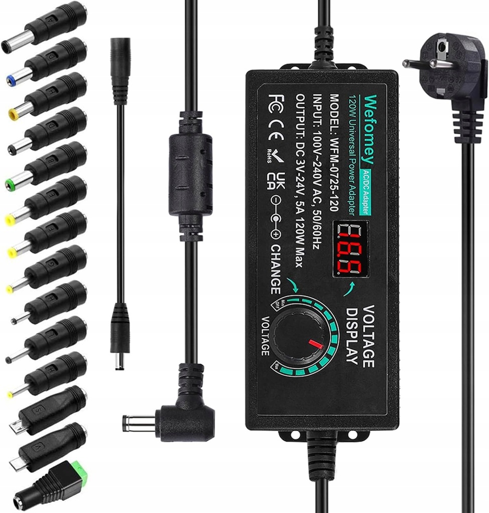 Wefomey WFM-0917-120 regulowany Zasilacz 3-24V DC 5A 120W - 14724609585 ...