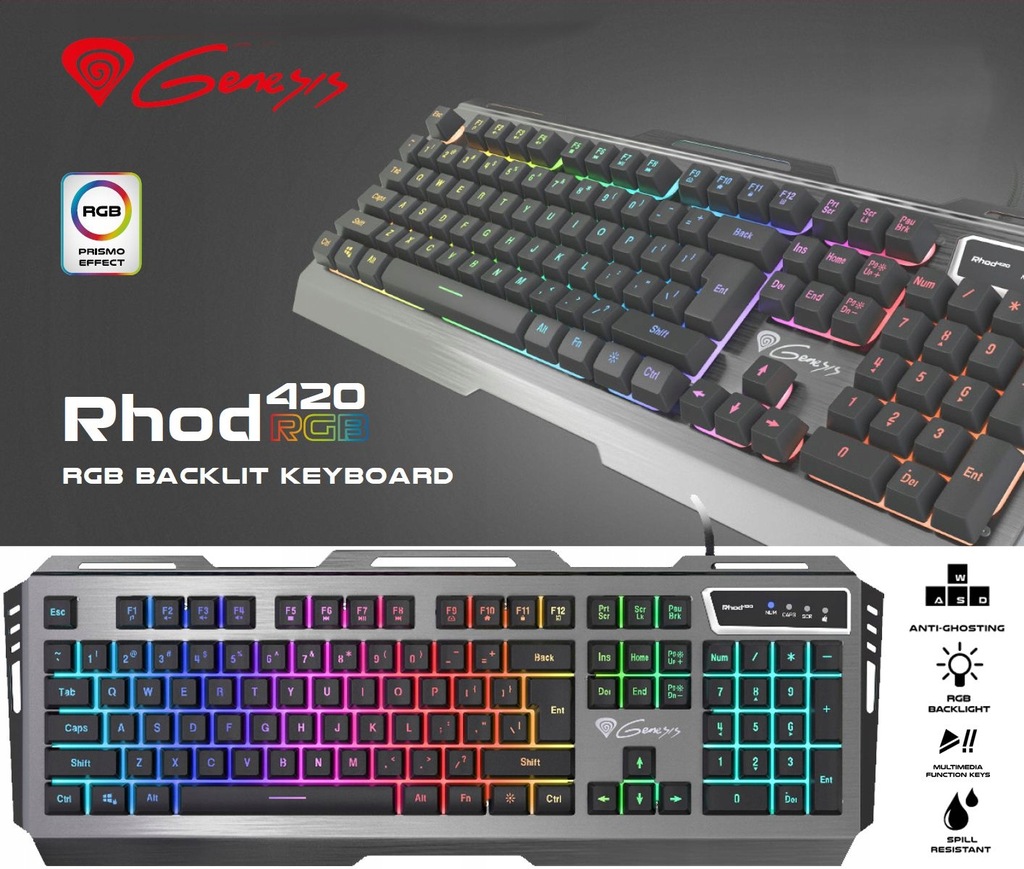 Klawiatura Genesis Rhod 420 RGB Podświetlanie - 7767765759 - oficjalne ...