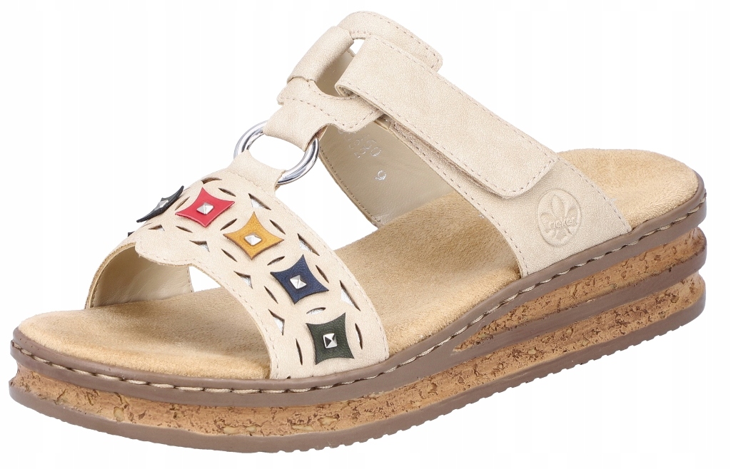 Rieker 62924-60 38 beżowe klapki GRUBE PODESZWY - 12094318565 - oficjalne archiwum Allegro