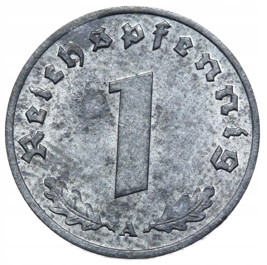 Niemcy - III Rzesza moneta - 1 Reichspfennig 1942 A - Stan MENNICZY ...