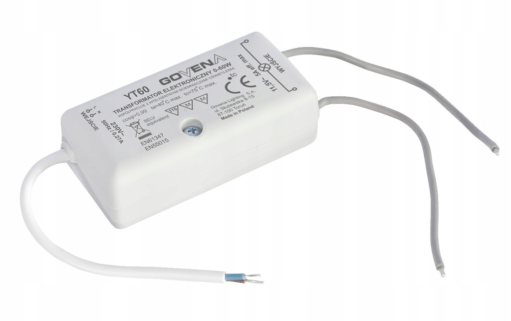Transformator elektroniczny 12V 0-60W GOVENA - 12636569086 - oficjalne ...