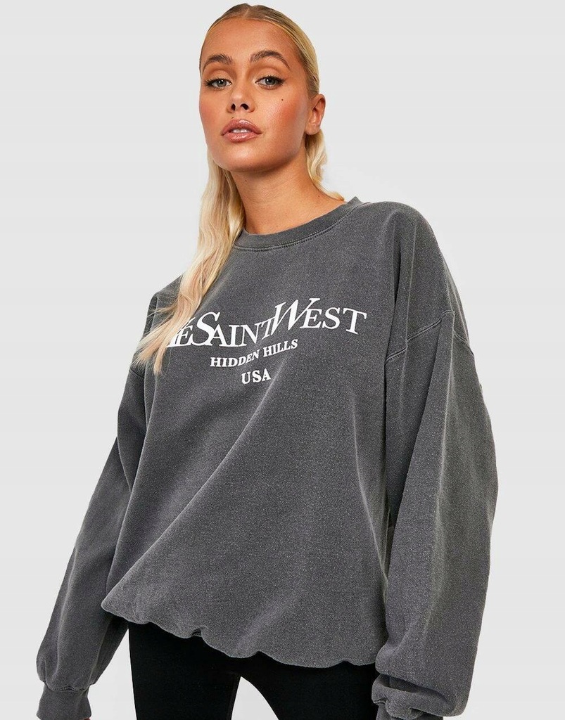 BOOHOO BLUZA OVERSIZE NAPISY XSE NE4__L - 13757860722 - oficjalne archiwum Allegro