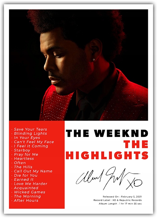 Plakat The Weeknd The Highlights 30x42 grafika do oprawienia w ramę ...