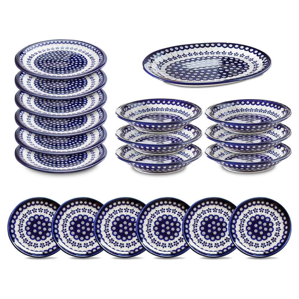 ZESTAW talerzy 6os 19 el BOLESŁAWIEC Ceramika 166A - 13803912765 - oficjalne archiwum Allegro