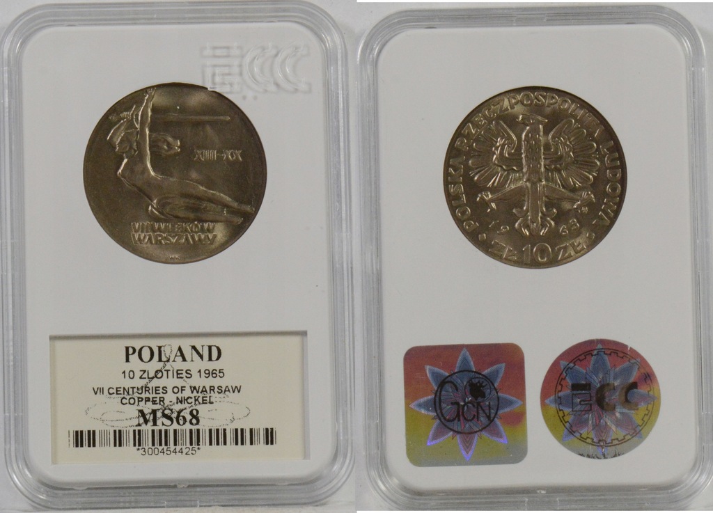 ZB. 10 ZŁOTYCH 1965 VII WIEKÓW WARSZAWY GRADING GCN MS68 8.02 - 15142625376 - oficjalne archiwum ...