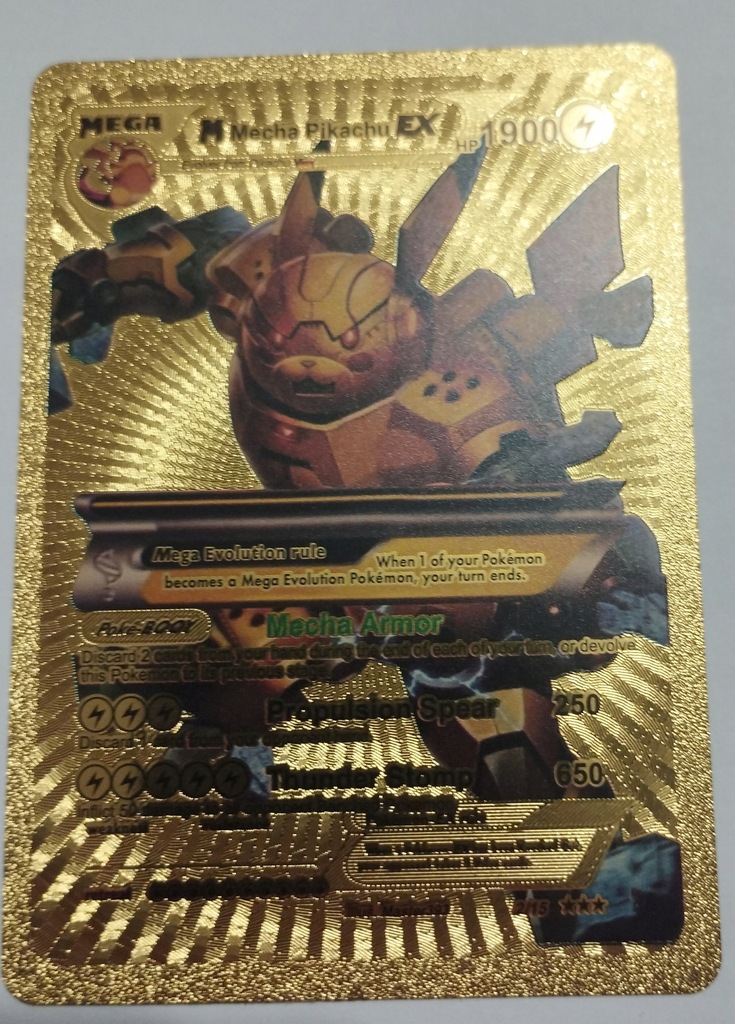 Złota karta Pokemon MECHA PIKACHU - 13149877514 - oficjalne archiwum ...