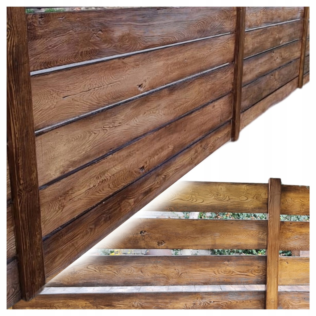 Płyty Ogrodzeniowe Betonowe na ogrodzenie z Drewna Przęsło Imitacja Drewna - 14046971247 ...